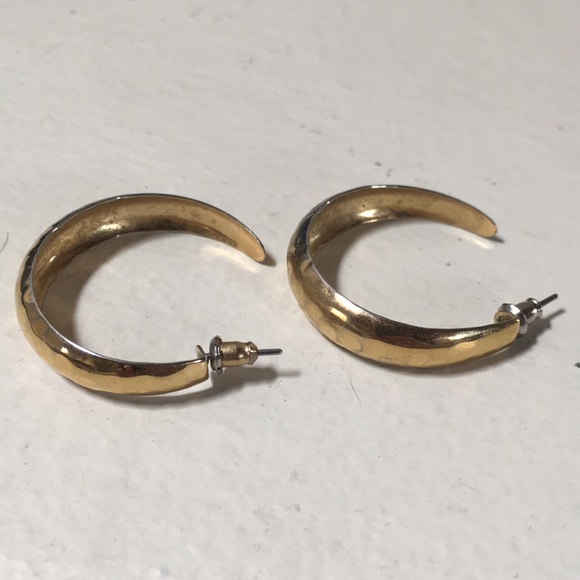 Jewelry | Gold Tone Half Moon Hoop Earrings | Poshmark